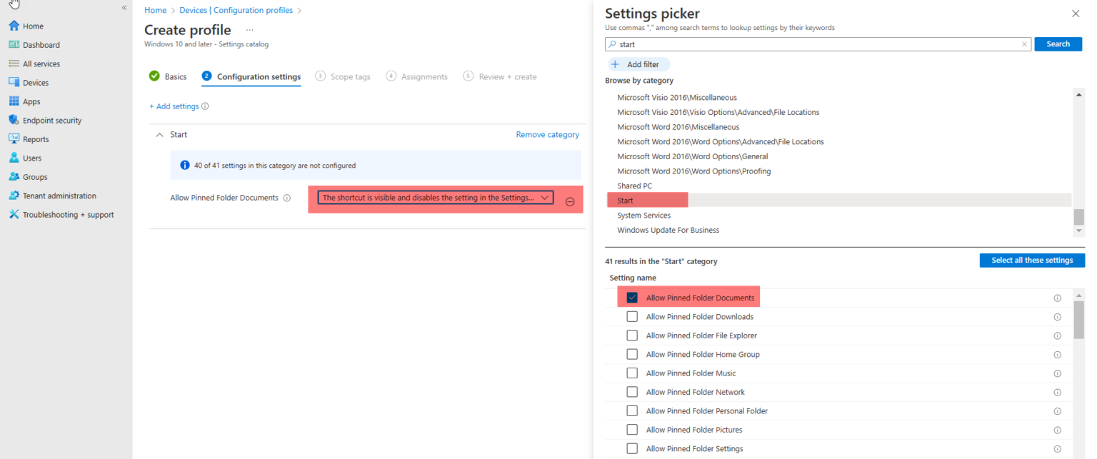 Learn Using Intune to Configure Start Policies for Windows Devices