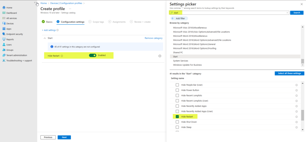 Learn Using Intune to Configure Start Policies for Windows Devices
